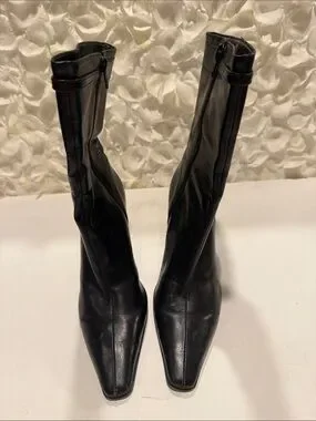 Gianni Bini | Shoes | Gianni Bini Black Midcalf Squaretoe Leather Boots ...